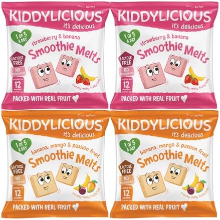 Kiddylicious Smoothie Melts Variety Pack (2x Strawberry, Banana & 2x ...