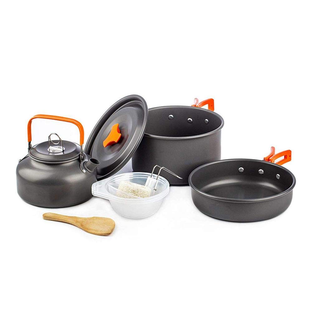 QueenHome Kochgeschirr-Set, Schwarz, 5-teilig, Campinggeschirr-Set ...
