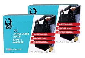 Amazon.com: Hippo Sak 33 Gallon Extra Large Trash Bags with Handles 48 ...