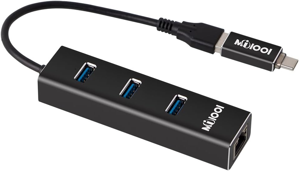 milool Hubs USB con RJ45 con 3 Puertos + Hubs USB 3.0 + Conector ...
