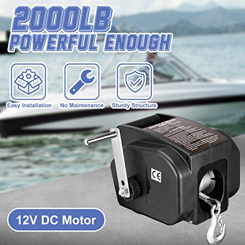 U-MAX Trailer Winch, 12V DC Reversible Electric Winch, for Boats up to ...