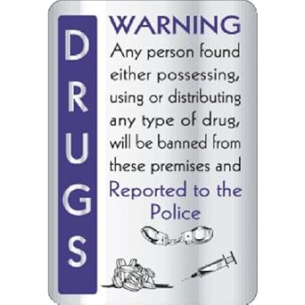 Drugs Warning Sign Notice Sticker Safety Plaque Poster Commercial ...
