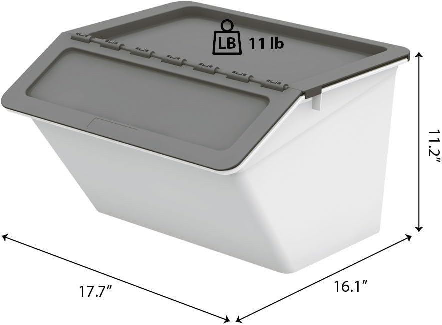 livinbox 30L Storage Plastic Box with Lid, PP Pelican Stackable Bin Organiser Cubes Containers ...