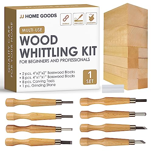JJ CARE Premium Wood Carving Kit [Includes 10 Basswood Carving Block ...