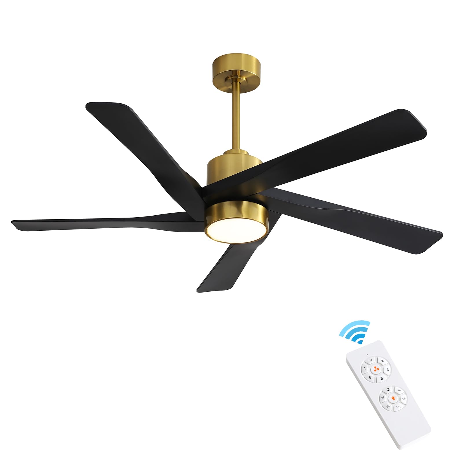 WINGBO 64" ABS DC Ceiling Fan with Lights, 5 Blade ABS Plastic Ceiling ...
