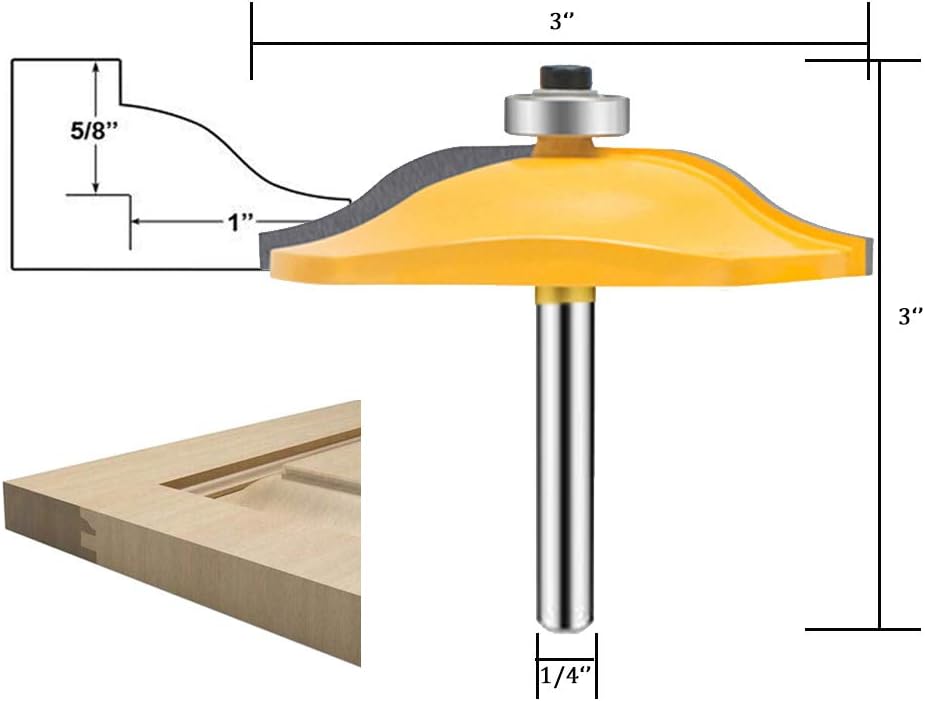 MAYLNEE 3 PCS Router Bit Set, 1/4-Inch Shaker 3 Bit Raised Panel Ogee ...