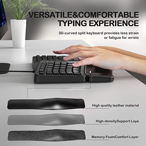 Backlit Wired Ergonomic Keyboard USB Split Keyboard with Wrist Rest and ...