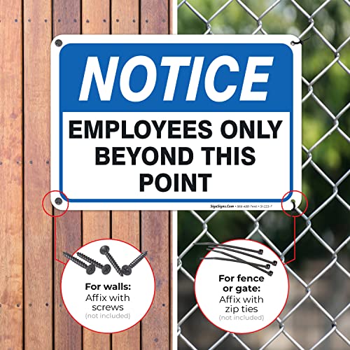 Notice Employees Only Beyond This Point Sign, 10x7 Inches, Rust Free ...