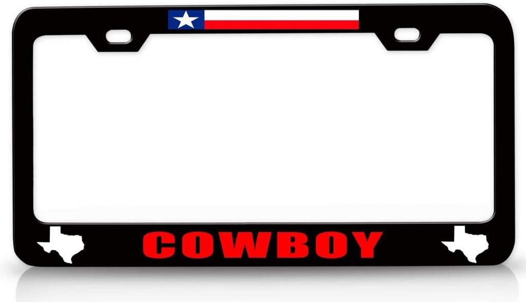 Amazon.com: Cowboy Texas Cowboy Style Steel Metal License Plate Frame ...