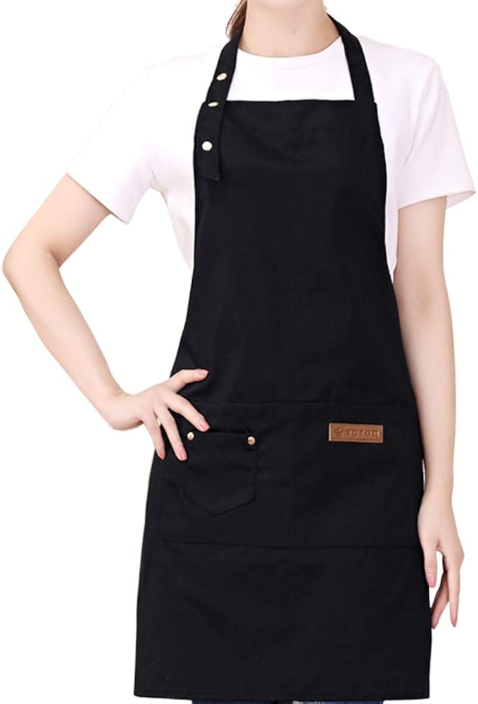 Amazon.com: Adjustable Black Kitchen Cooking Apron For Men and Womem ...