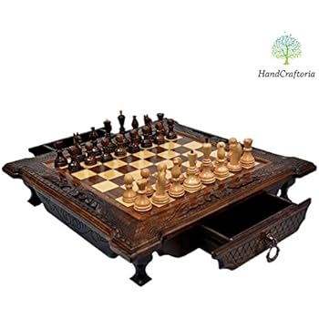 Amazon.com: Large Gorgeous Handmade Walnut Wood Chess Set 19.3 inch ...