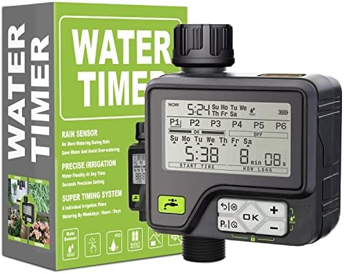 CROSOFMI Sprinkler Timer,Water Timer with 6 Separate Watering Programs Hose Timer with Rain Auto ...