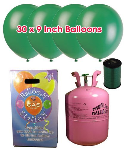 Disposable Helium Gas Cylinder with 30 Forest Green Balloons and ...