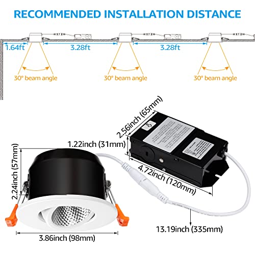 TORCHSTAR 3 Inch Gimbal Recessed Lighting LED with Junction Box ...