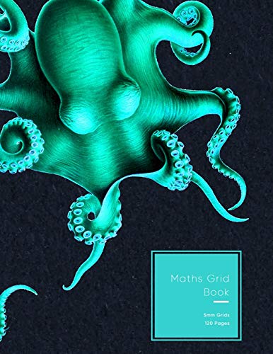 Maths Grid Book: Blue octopus | 5mm size graph paper grid book for ...