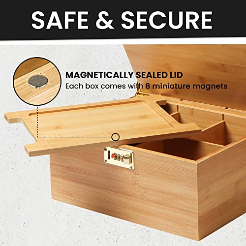 Subtle Deluxe Extra Large Bamboo Storage Box with Lockable Magnetic Lid ...