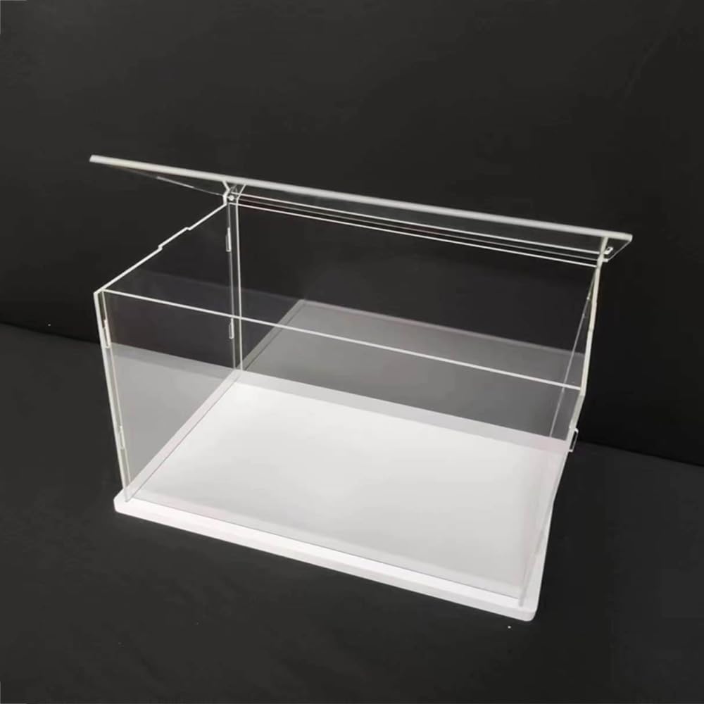 Clear Acrylic Display Case, Self-Assembly Acrylic Box with White Thick ...