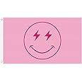 Amazon.com : Preppy Theme Pink Smile Face Flag 3 x 5 Feet Happy Face ...