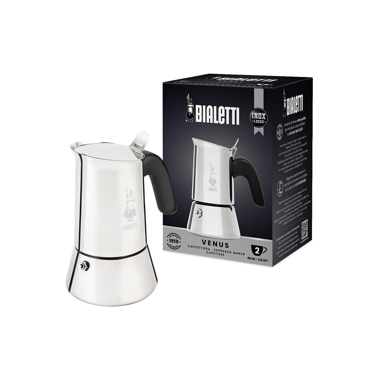 Bialetti - New Venus, stainless steel espresso coffee machine, suitable ...