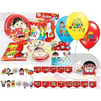 Amazon.com: Ryan’s World Party Pack Tableware Supplies for 16 Guests ...
