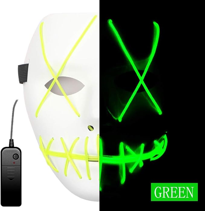 Amazon.com: Ansee Scary Mask Halloween Cosplay Led Costume Mask El Wire ...