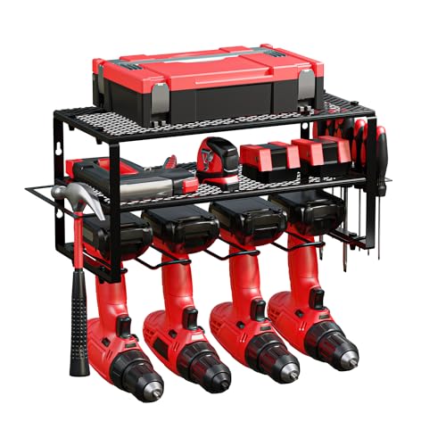 LONGYONG 3 Layers Power Tool Organizer Wall Mount Drill Holder Cordless ...