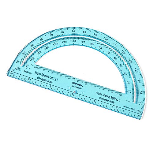 hand2mind Safe-T Protractor for Kids Math, Flat 180 Degree Protractors ...