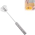 Amazon.com: Stainless Steel Semi-Automatic Whisk, Egg Whisk Hand Push ...