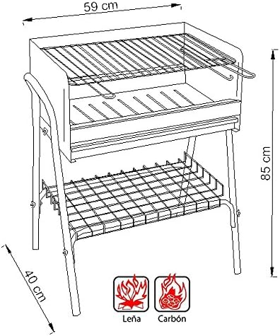 Imex El Fox BBQ with Zinc Plated Grill and Bottom Tray, Black, 59 x 40 ...