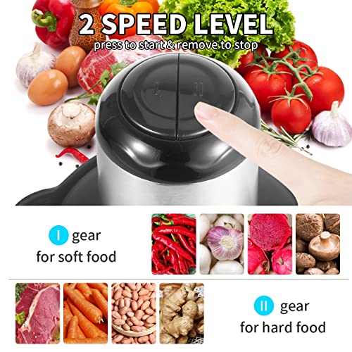 Meat Grinder Food Chopper Electric Food Processor, 2L Stainless Steel Food Grinder Meat Blender ...