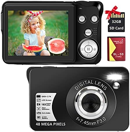 Digital Camera 2.7K 48 Mega Pixels 2.7 Inch HD Camera Rechargeable Mini ...