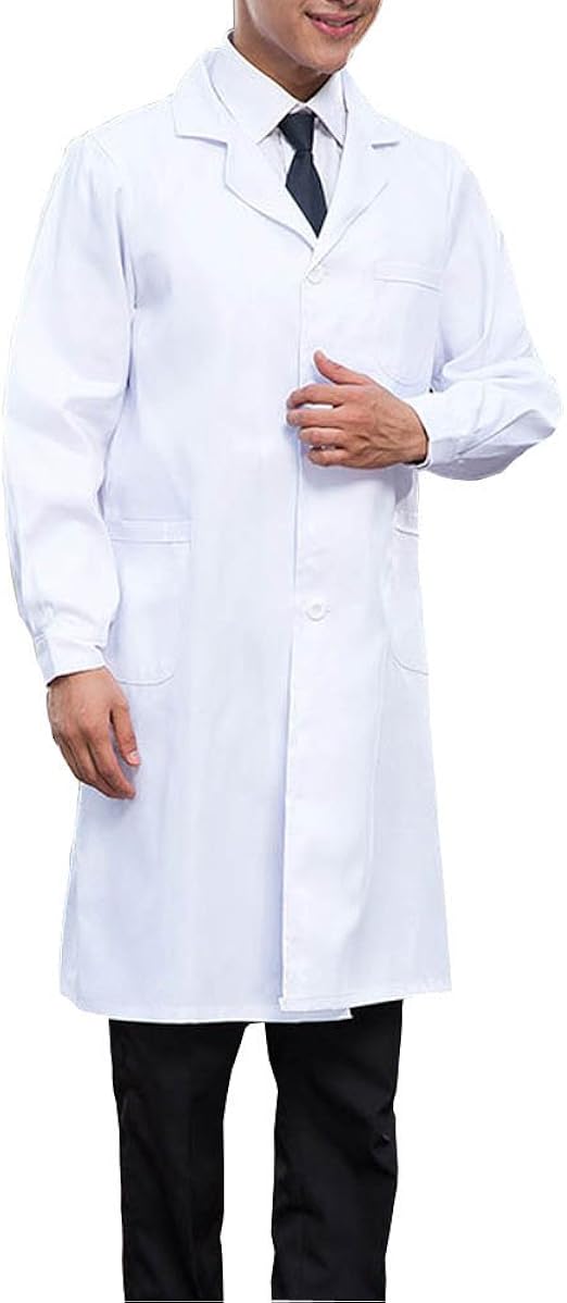MAKFORT Weißer Mantel Laborkittel für Männer, Laborkleidung, weißer ...