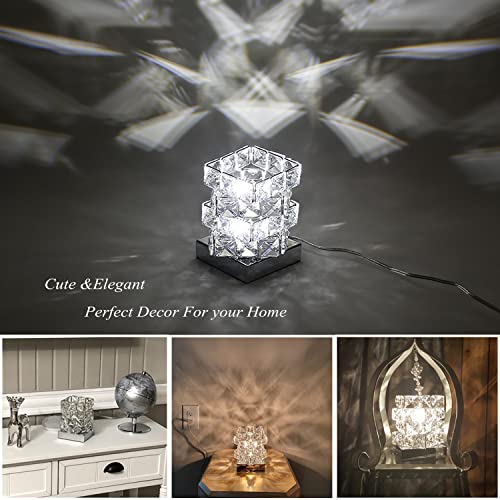 YOUNG&TAYLOR Small Crystal Table Lamp Modern Silver Table Light,Chrome ...