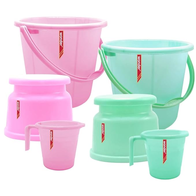 Wonder Trio Plastic Frosty Bucket & Mug Combo Set, 2 Bucket 16 Liters ...
