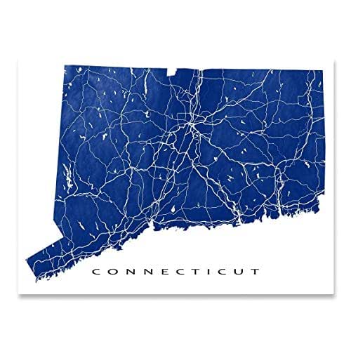 Amazon.com: Connecticut Map Print, CT State Wall Art Poster, USA: Handmade