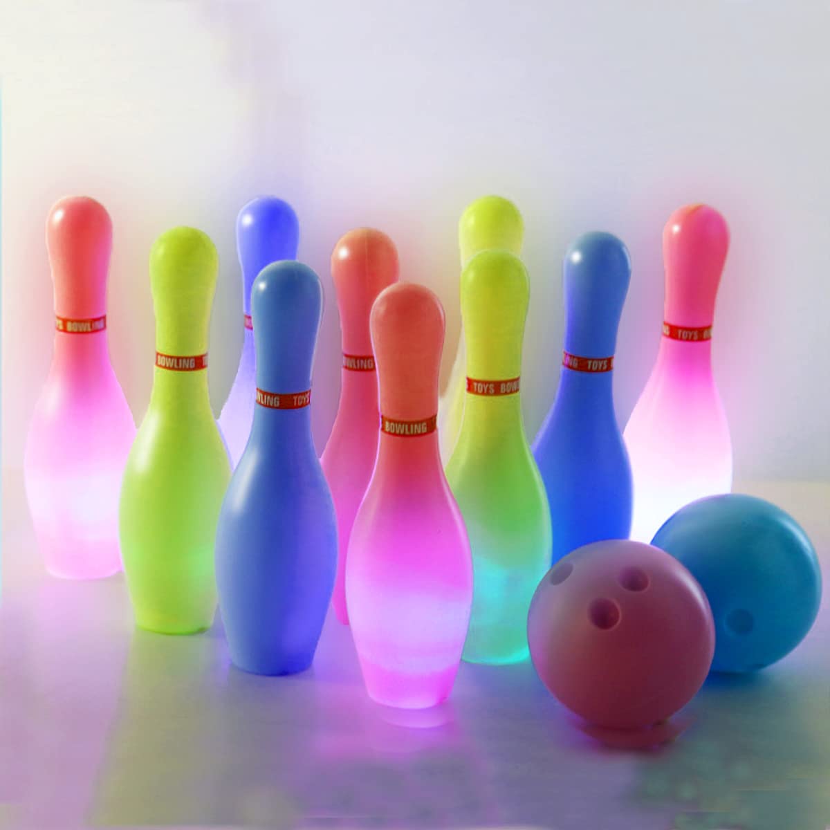 OceanWings Kids Light up Bowling Ball Toys Set,Bowling Pins Toy Game ...
