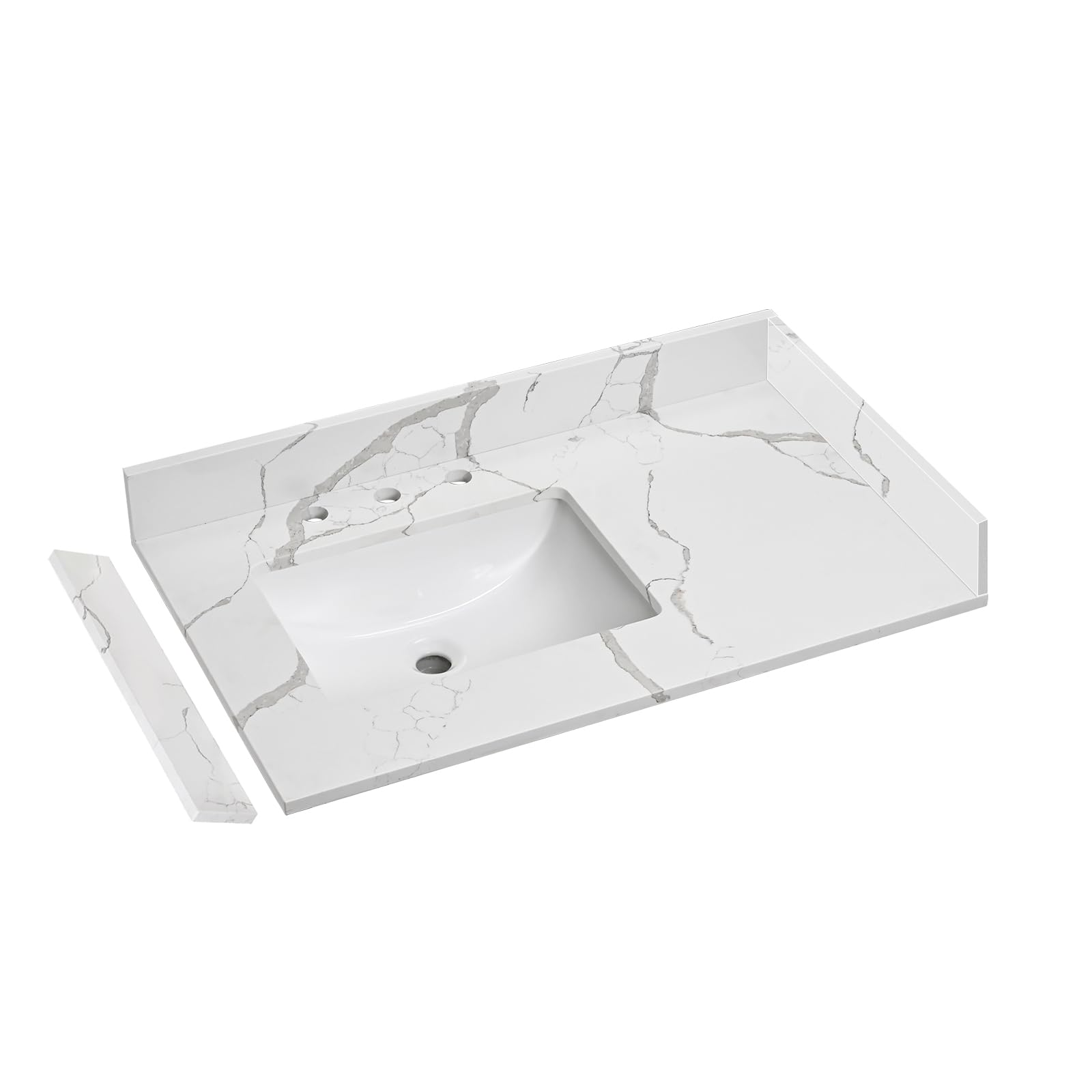 EQLOO 36 in.W x 22 in.D Quartz Calacatta River Vanity Top,with ...