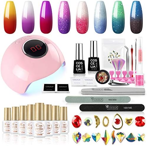 Gel Polish Kit with U V Light Starter Kit Gel Manicure Kit 8Pcs Color ...