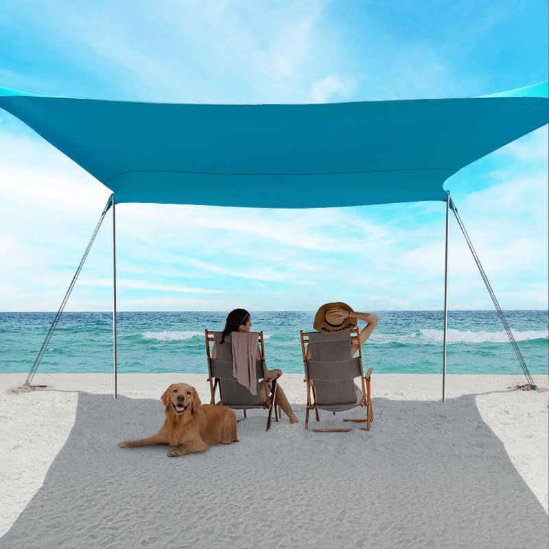 EasierHike Beach Shade Tent, 10 × 10 Ft Portable Easy Pop Up Beach ...