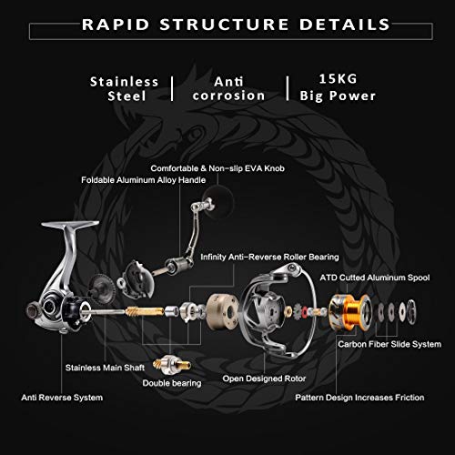 SeaKnight Rapid Saltwater Spinning Reel, 4.7:1,6.2:1 High Speed, Max ...