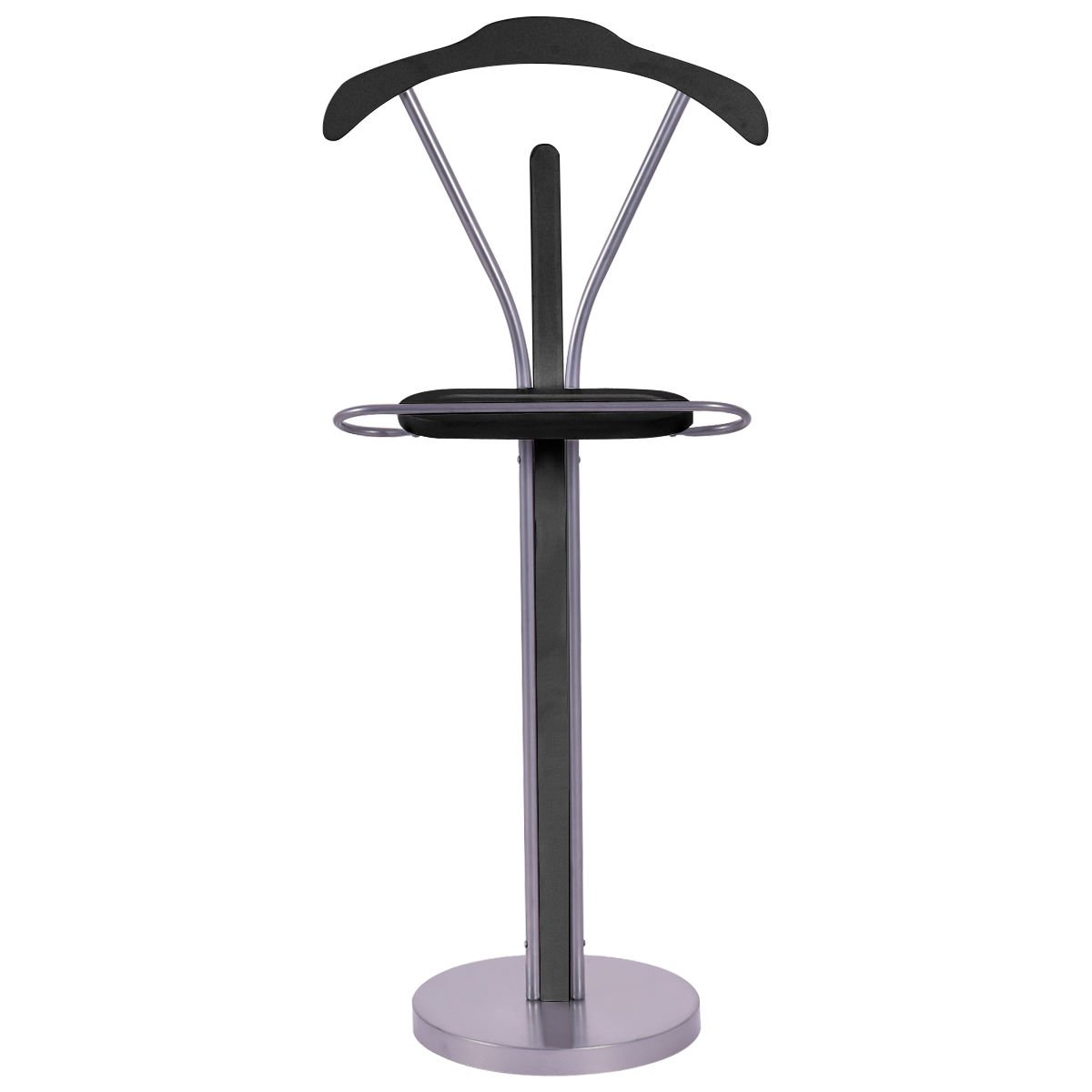 Tangkula Valet Suit Stand Coat Men Suit Rack Wood & Metal Home (Black ...