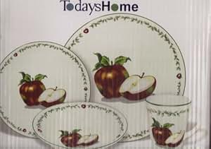 Amazon.com | 16 Pieces Dinnerware Set for 4 - Apple Design: Apple Dish ...
