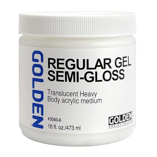 GOLDEN Regular Gel Semi-Gloss, 16 fl. oz. Jar, Professional Acrylic Gel ...
