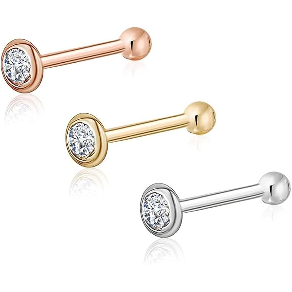 20g Flatback Earrings 5-Pair Push-in Flat Back Nose Stud Set - 16G/18G ...