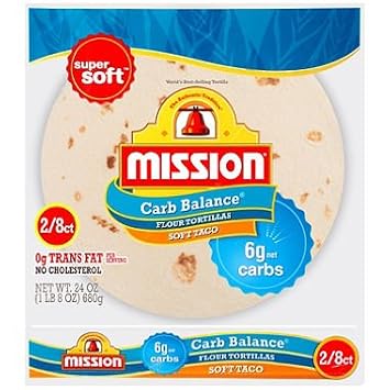 Mission Low Carb Soft Taco Flour Tortilla's 24 oz 2/8 ct 2 Twin Pack ...