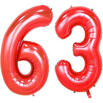 Amazon.com: 40inch Red Foil 63 Helium Jumbo Digital Number Balloons ...
