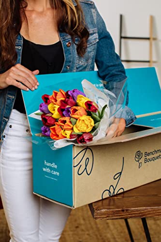 Benchmark Bouquets 20 Stem Rainbow Tulips, Prime Delivery, Vase Included, Grower Direct Fresh ...