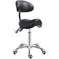 Amazon.com: Antlu Saddle Stool Chair with Back Support, Ergonomic Esthetician Stool Chair for ...