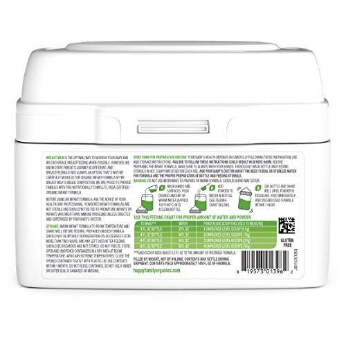 Happy Baby Organics Infant Formula, Milk Based Powder with Iron Stage 2, Packaging May Vary ...
