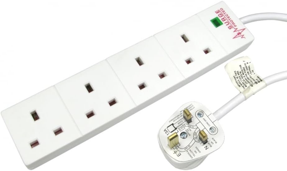 World of Data – Surge Protector 4 Way Extension Socket – 5m Cable Lead ...